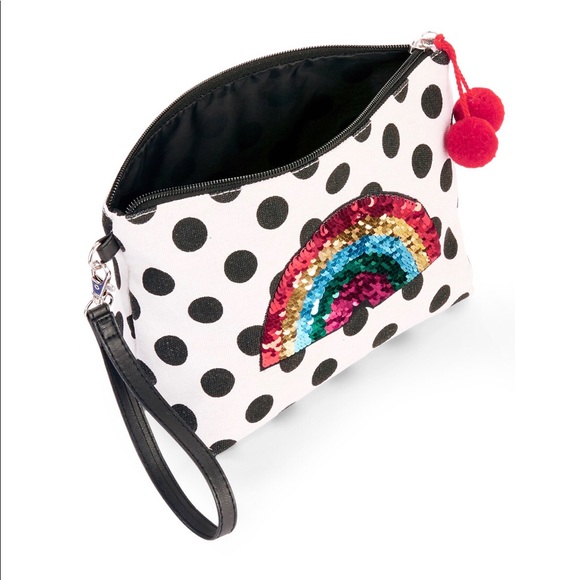 Bags | Rainbow Sequin Pouch With Polka Dots | Poshmark